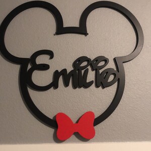 Wooden Mickey Mouse, Disney Mickey Mouse With Bow Tie, Wooden Name Sign ...