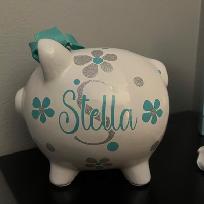 Personalized Flower Piggy Banks for Girls, Banks for Girls, Girl Bank ...