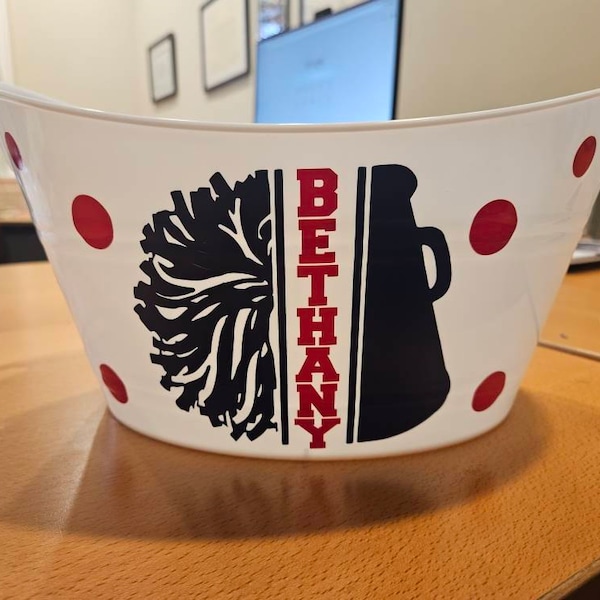 Personalized Gift Basket for Cheer Leader Bucket Senior Night Cheer Pom ...