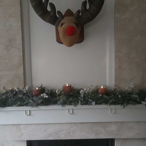 Winter Greenery Garland White Winter Crabapple Berry Garland Snowy Pine ...