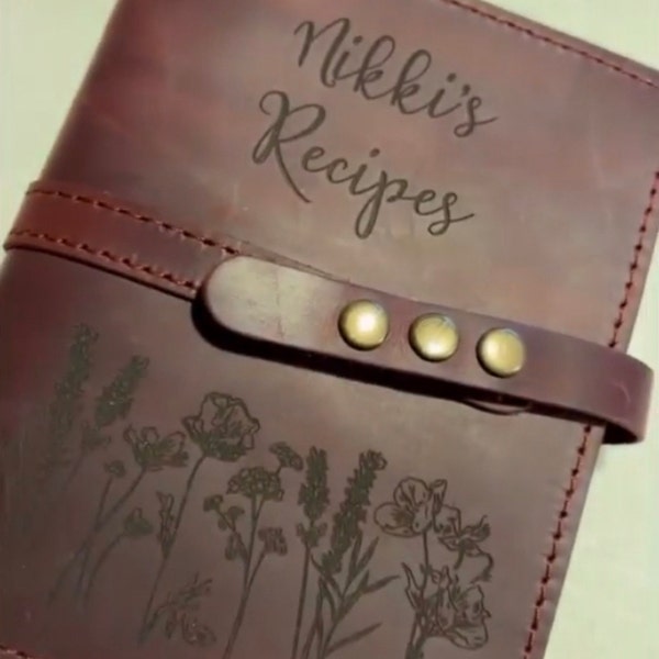 Leather Recipe Book With Flowers Personalized Mothers Day Gift Recipe ...