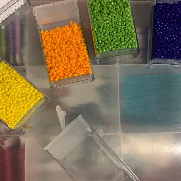 Flip Top Bead Boxes >> Small Bead Storage, Seed Bead Organizer, Clear ...