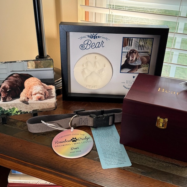 Pet Memorial Shadow Box: Custom Paw Print Holder for Clay or Ink Paw or ...