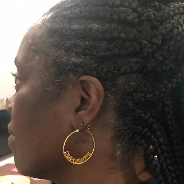 Custom Name Hoops • Large Hoop Earrings in Sterling Silver, Gold • Gold ...