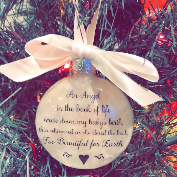 Personalized Memorial Ornament, Loss of Baby Keepsake Bauble Too ...