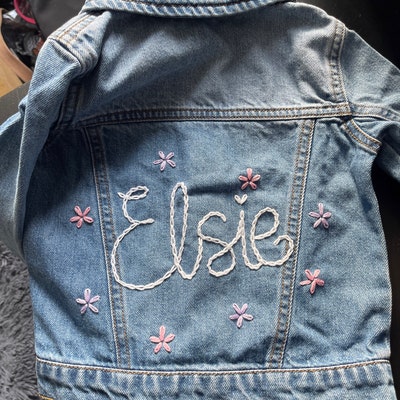 Name Embroidered Personalised Baby Children Denim Jacket Flowers - Etsy UK