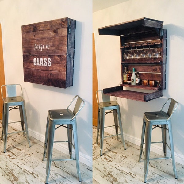 DYLAN Drop Down Wall Bar Wooden Garden Bar - Etsy