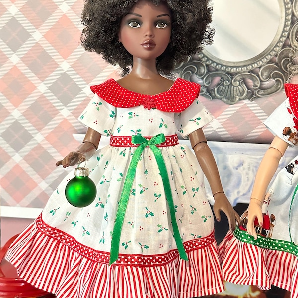 14" Doll Dress in Sky Blue With Wee Hearts, Daisy Appliques, Collar ...