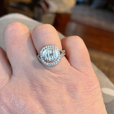 Sterling Silver Monogram Ring Stackable Monogram Ring 925 - Etsy