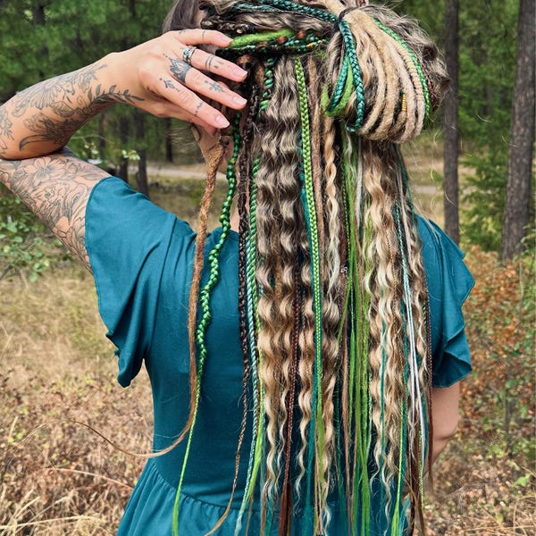 Colorful and White Braids dreads Ring in Bohemian Style With Textured ...