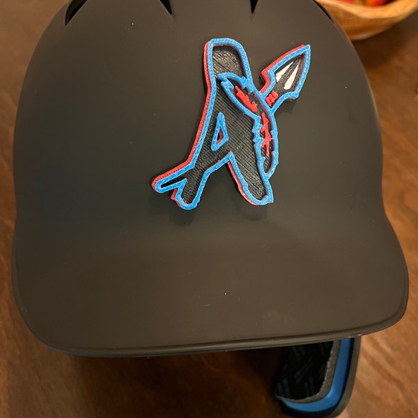 Custom 3D Baseball Helmet Decals - 3D Printed Team Logo & Number Raised ...