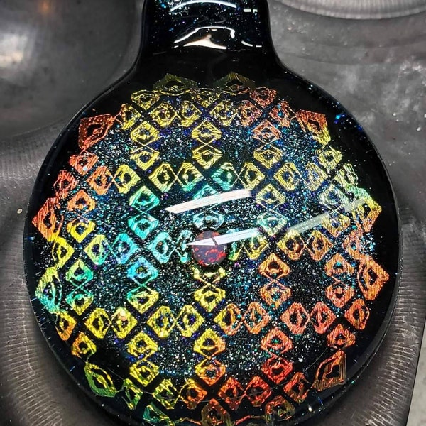 2 52mm Blue, Green & Aqua Dichroic Vortex Marble With Electrum ...