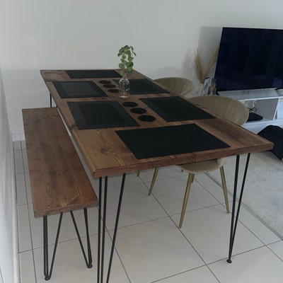 ARTEMIS Dining Table Bench Chairs Hairpin Luxury Industrial - Etsy UK