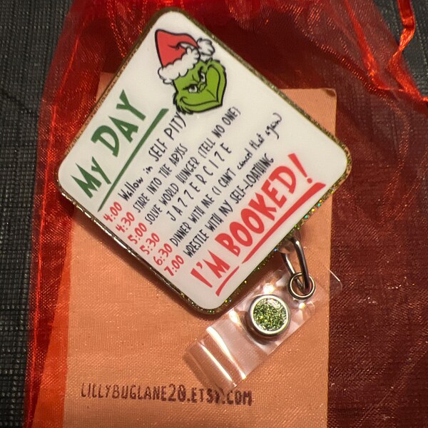 Mean One Schedule Badge Reel, My Day ID Holder, Funny Christmas Badge ...