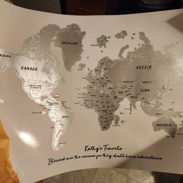 Personalised Scratch off Map Hand Drawn Watercolour World Atlas - Etsy UK