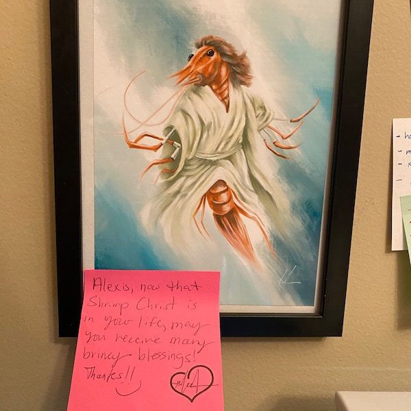 Shrimp Christ 5x7 8x10 Art Print Jesus, Sea, Crustacean, Ocean, Funny ...