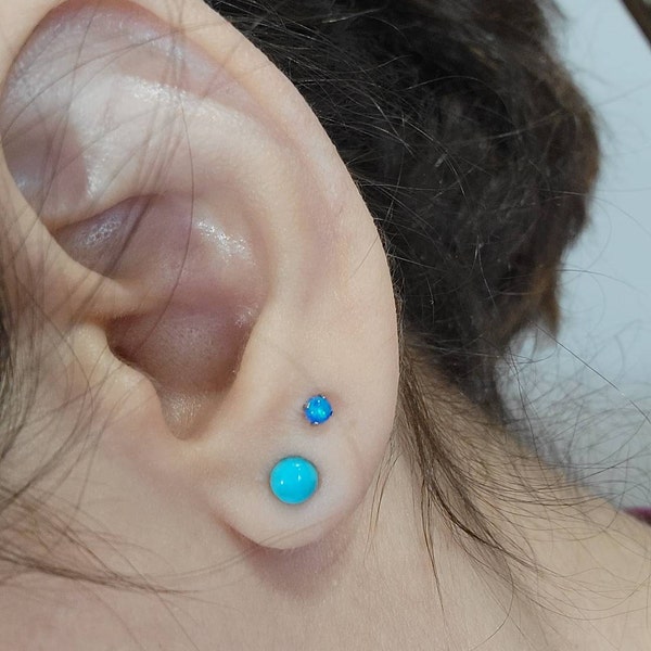 Tiny Opal Labret, 2mm/3mm Push in Prong Setting White/blue/purple Opal ...