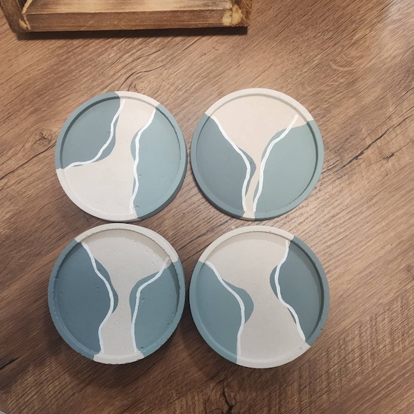 Oval Concrete Tray- Sage Green Abstract Design| Jewelry Dish ...