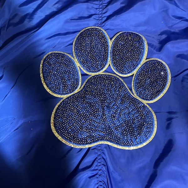 Royal Blue Sequin Paw Print Patch: Large Chenille Mascot Patch - Etsy