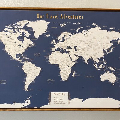 Personalized World Map, Custom Push Pin Map on Canvas, Travel Gift for ...