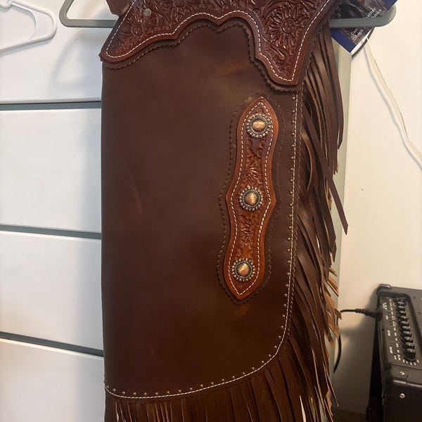 Custom Made Bronc Riders Chaps/ New/ Custom Leather/ Patriotic Rodeo ...