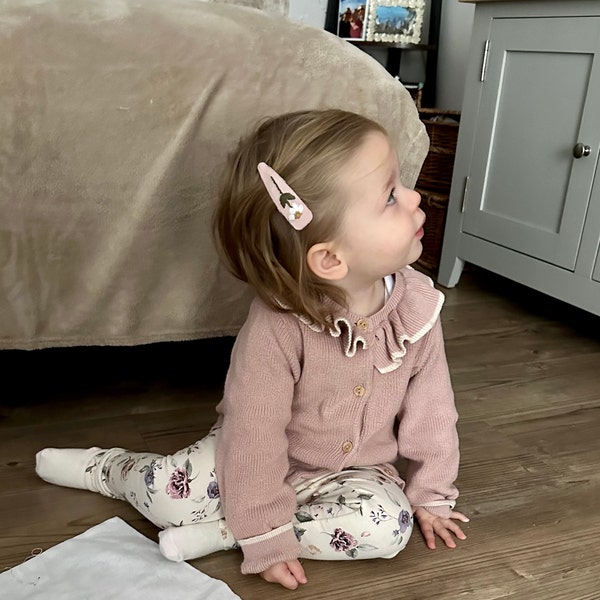 Toddler Hair Clips, Baby Snap Clips, Embroidered Hair Snap Clips ...