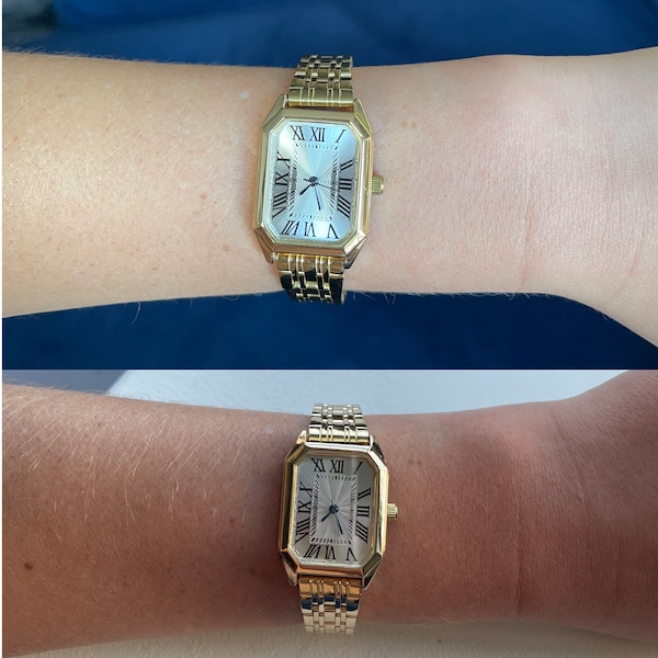 Woman Wrist Watch, Gold and Silver Colour Watch, Roman Numeral Dial ...