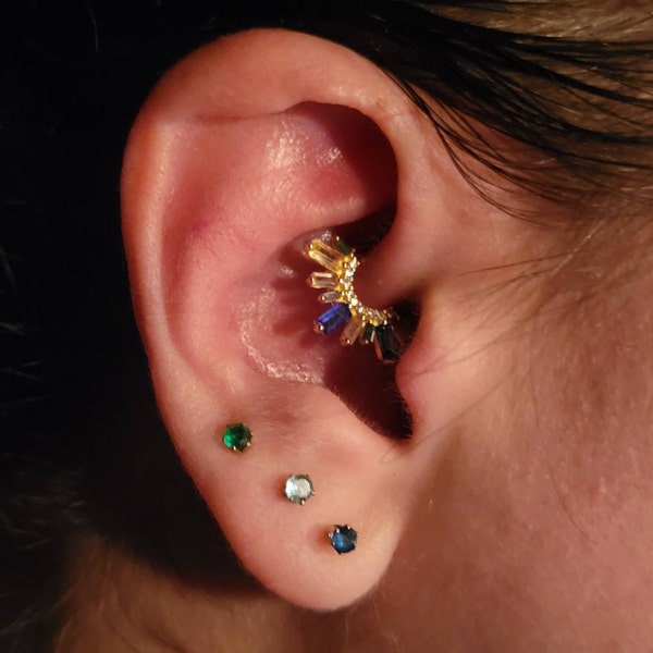 16G Double Chain Drape/dangle CZ Hidden Helix Piercing/rook Earring ...