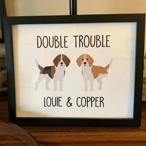 Double Trouble Dachshund Print Custom Dog Print | Etsy