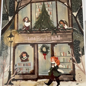 The Traveling Book Cart Illustration Art Print - Etsy