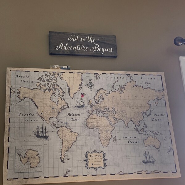 And so the Adventure Begins, Adventure Begins Sign, Wood Sign, Nursery ...