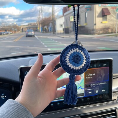 Evil Eye Crochet Car Hanger, Nazar, Car Charm, Evil Eye Decor - Etsy
