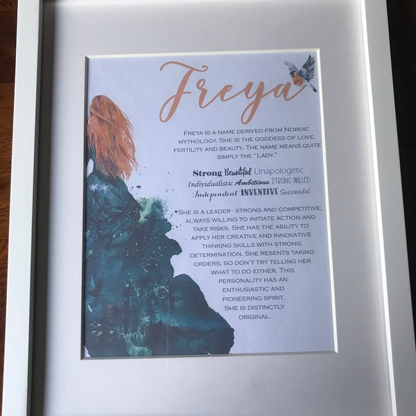 Personalized Name Meaning,freya Name,nordic Mythology,custom Name ...