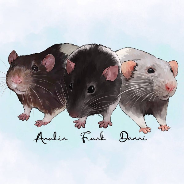 Detailed Rat Custom Pet Portrait! [digital Download/print] Rat Lovers ...