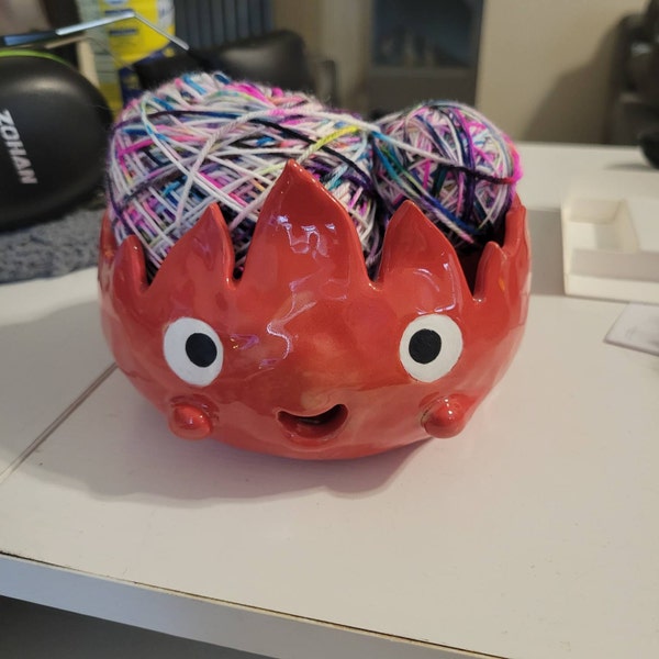 Pre-order Cute Handmade Fire Demon Ceramic Yarn Bowl,pottery Knitting ...