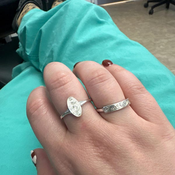 The Mabel: Antiqued Hand-engraved Sterling Silver Western Engagement ...