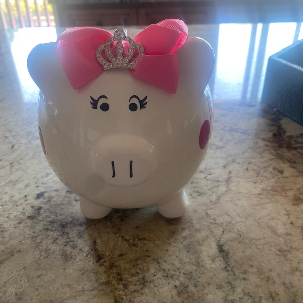 Personalized Light Pink Piggy Bank, Pink Tutu, Piggy Banks for Girls ...