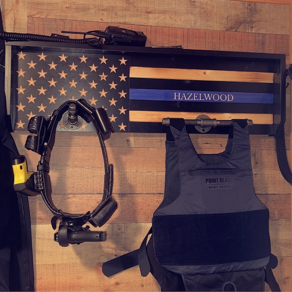 Police Gear Rack - Thin Blue Line Gear Rack - Police Officer Gift ...