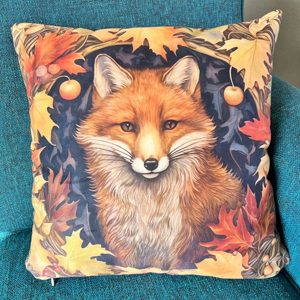 Fox Pillow Case, Faux Suede Pillow, Autumn Decor, Fall Home Decor ...