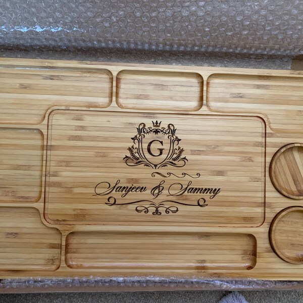 Personalised Bamboo Cheese Board With Condiment Bowls, Engraved ...