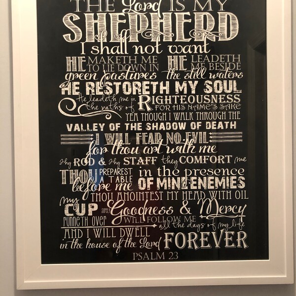 Scripture Art - Psalm 23 (KJV) ~ Chalkboard Style - Etsy
