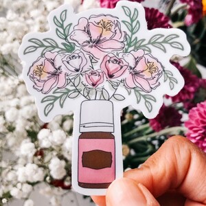 Floral and Oil Bottle Sticker || Vinyl Sticker || Tumbler Sticker ...