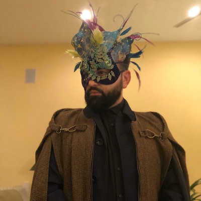 Green Costume Mask, Horned Costume Mask, Faerie Wing Mask, Fantasy Mask ...