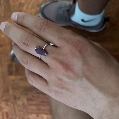 Raw Ruby Silver Ring Natural Uncut Crystal Handmade Silver - Etsy