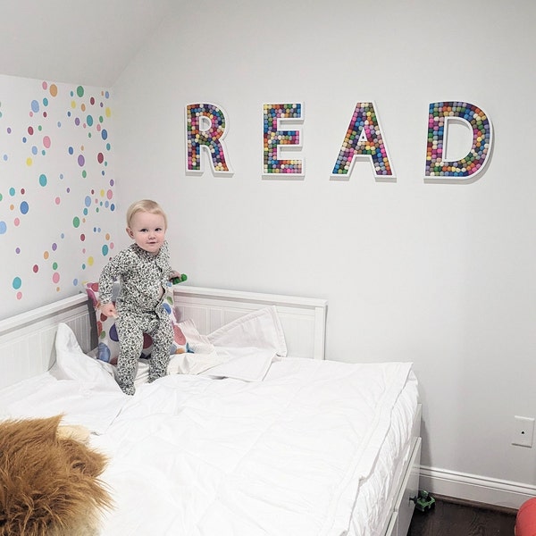 A-Z Wooden Wall Letters. Kids Room Felt Ball Rainbow Letters. Letters ...