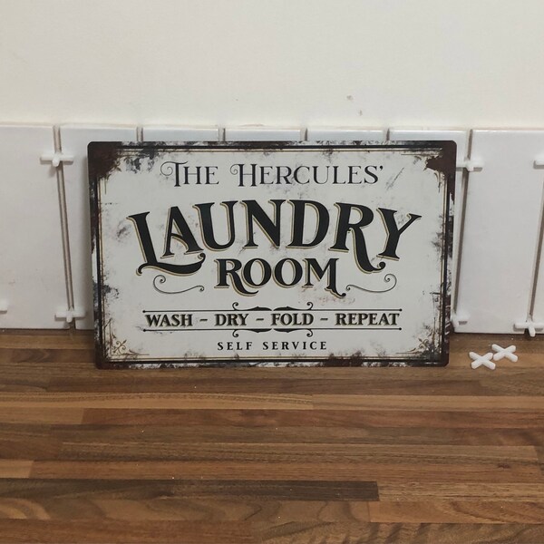 Personalised Washing Laundry Room Sign Metal Wall Door Signage ...