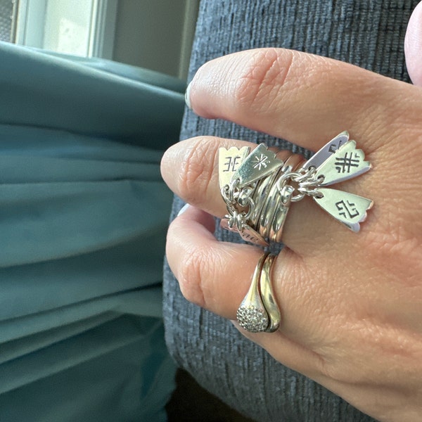 Dangling Ring With Charms, Yellow 14K Gold Plated Sterling Silver ...