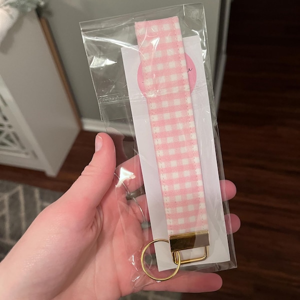 Pink Wristlet Keychain, Gold Key Fob Wristlet, Keychain Wristlet ...