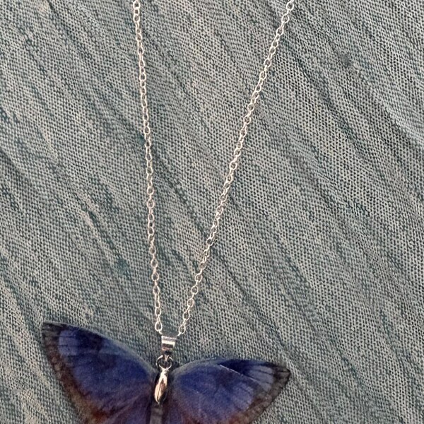 Ocean Blue Butterfly Pendant Necklace, Boho Chic Handmade Jewelry - Etsy