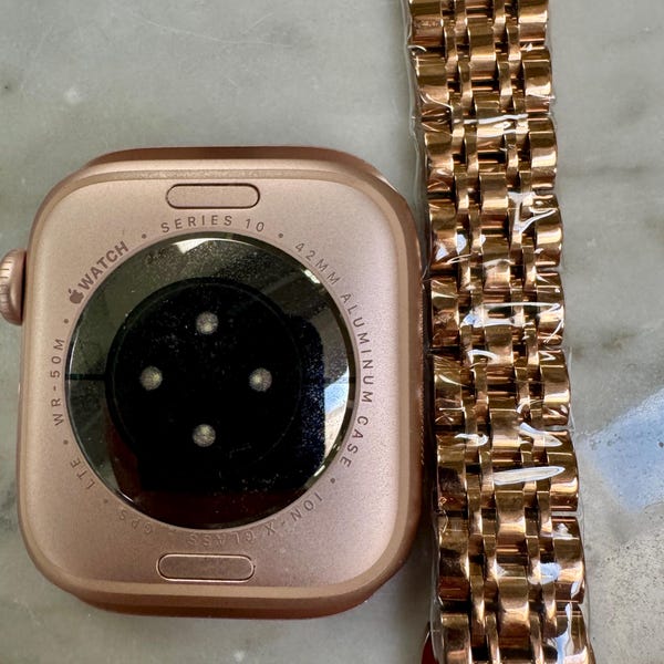 Leather Handmade Strap for Apple Watch Straight and Slim Band 10, 9, 8 ...